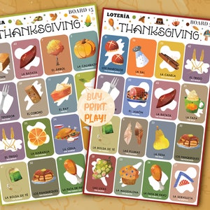 Thanksgiving Bingo Mexican Loteria in Spanish & English | Fun Family ...