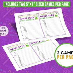 Mardi Gras Word Scramble | Party Games | New Orleans Fat Tuesday ...