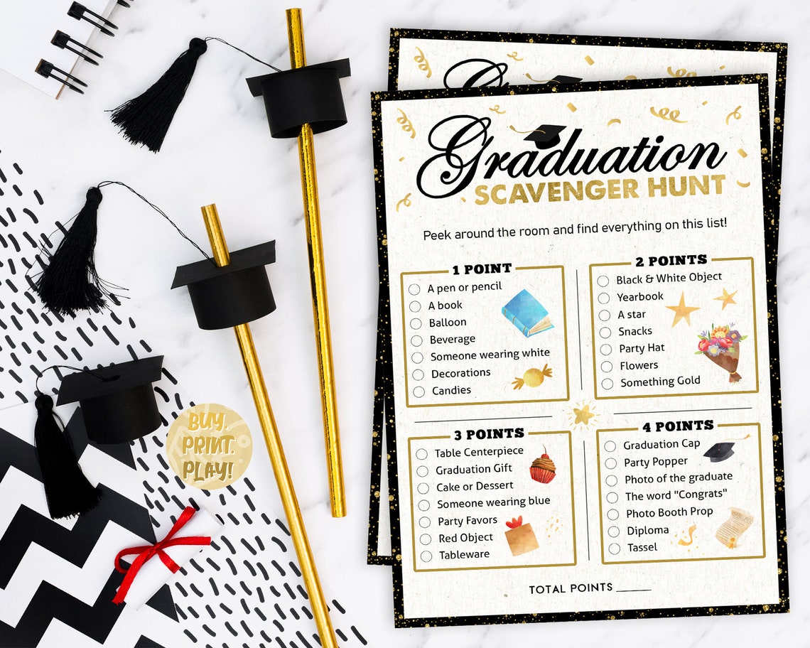 Graduation Games Scavenger Hunt Printable Treasure Hunt for - Etsy