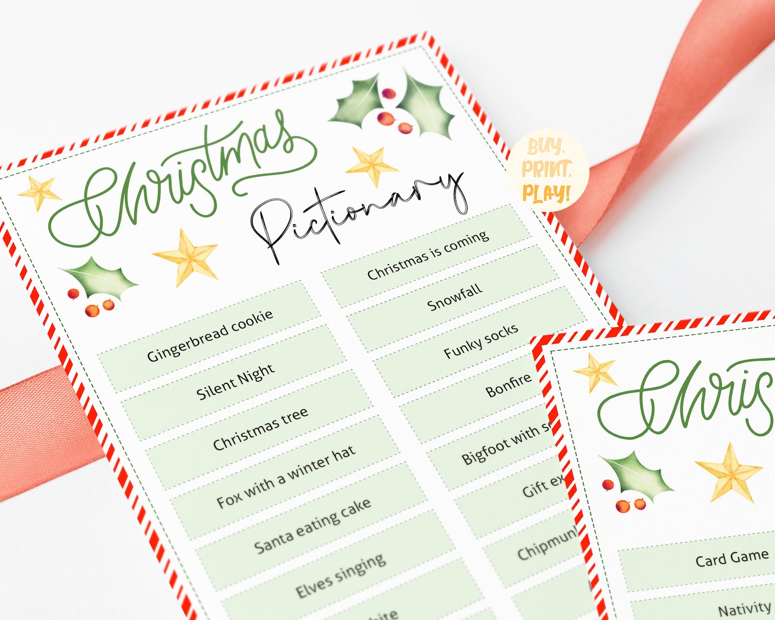 Fun Christmas Games Pictionary Party Printable Game for | Etsy