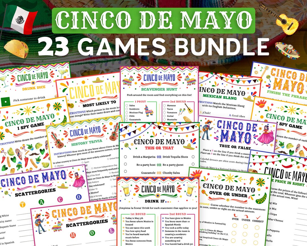 23 Cinco De Mayo Games Bundle | Includes Games for Kids and Games for ...