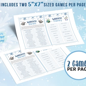 Winter Games Bundle Charades & Pictionary | Wintertime Printable ...
