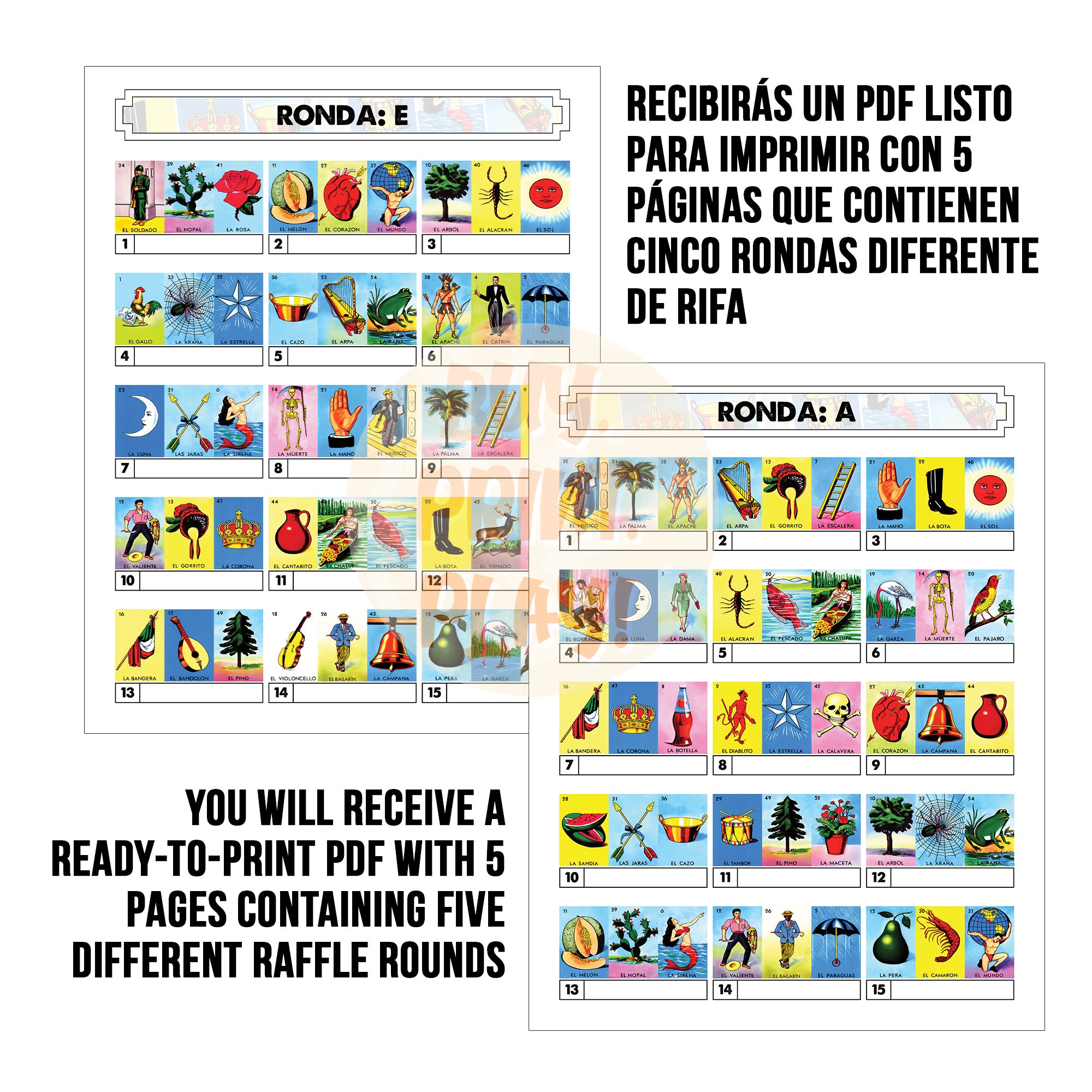 Pack De Rifa De Loteria Mexicana Incluye Tipos De Rifa, 50% OFF