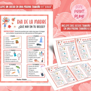 Mothers Day Game in Spanish - Whats in Your Bag? | Juegos Del Dia De La ...