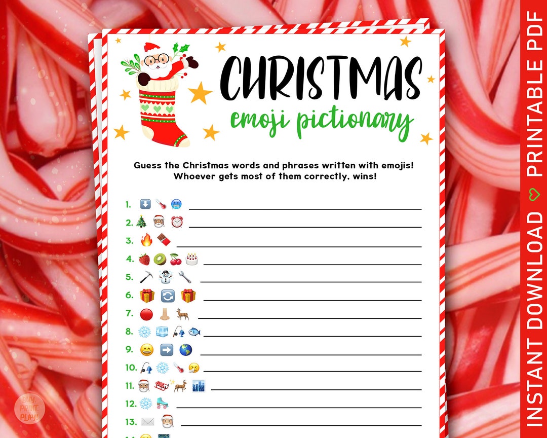 Holiday Office Party Emoji Pictionary Game | XMAS Emoji Quiz for Work ...