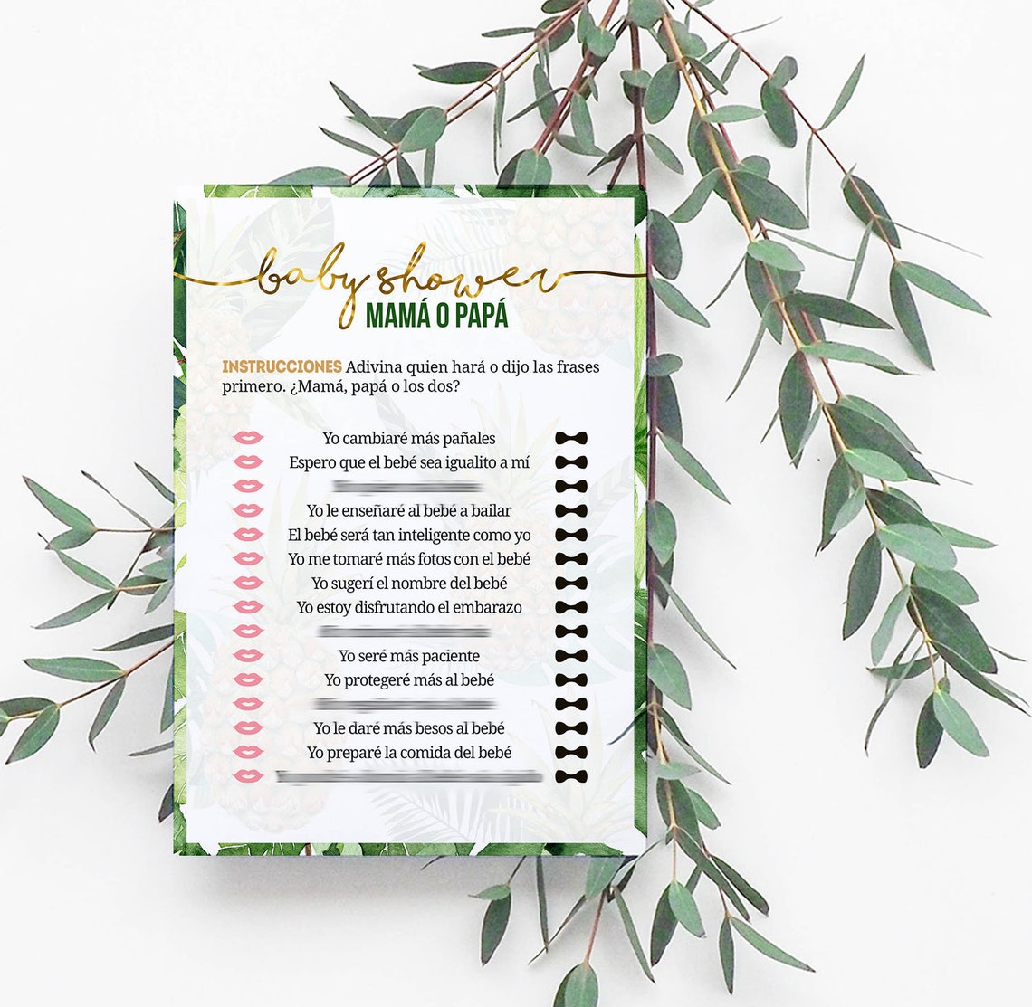 Baby Shower Games in Spanish En Español Greenery Baby - Etsy
