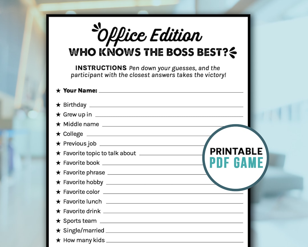 Who Knows the Boss Best Trivia | Office Party Games | Boss Retirement ...