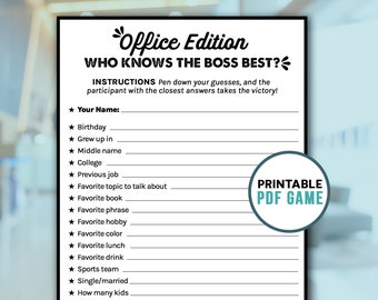 Printable Who Knows the Boss Best Office Party Game Coworker Staff Game ...