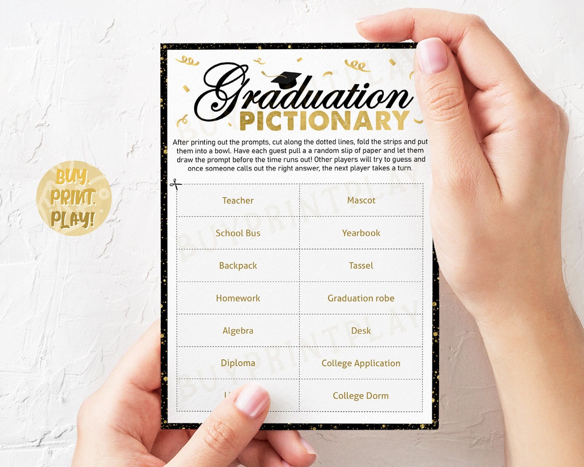 36 Graduation Pictionary Prompts Printable Games for High - Etsy