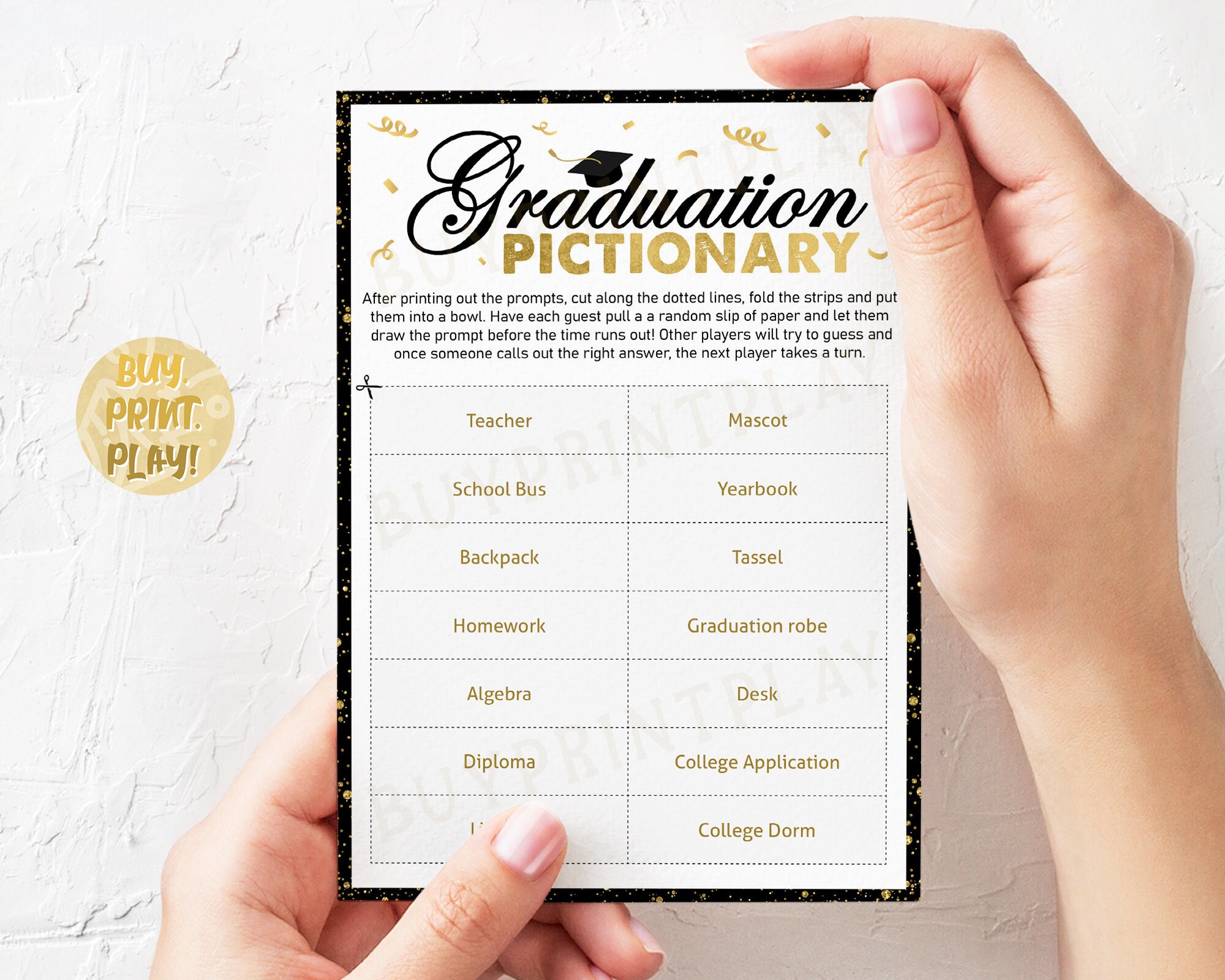 36 Graduation Pictionary Prompts Printable Games for High - Etsy