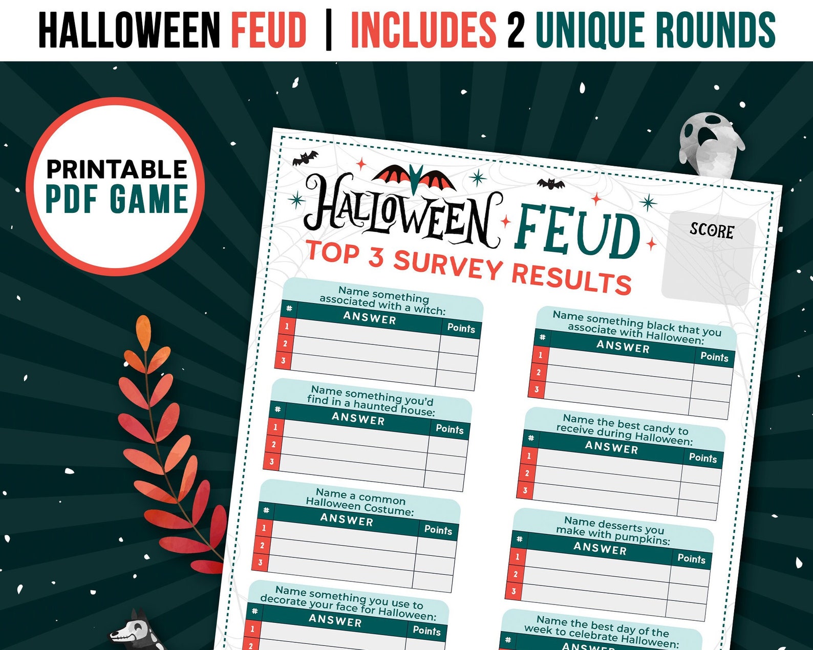 Halloween Family Feud Printable Game Halloween Games and - Etsy