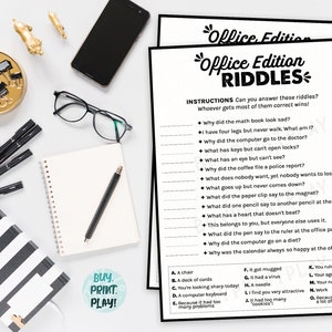 Riddles for Office Party | Printable Games for Workplace | Team ...