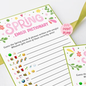 Spring Emoji Pictionary Game | Printable Springtime Party Games | Fun ...