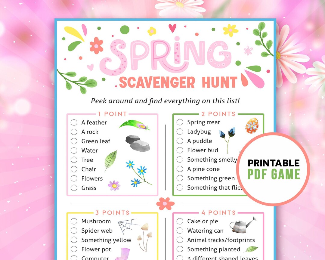 Spring Scavenger Hunt | Printable Games for Adults, Teens & Kids | I ...