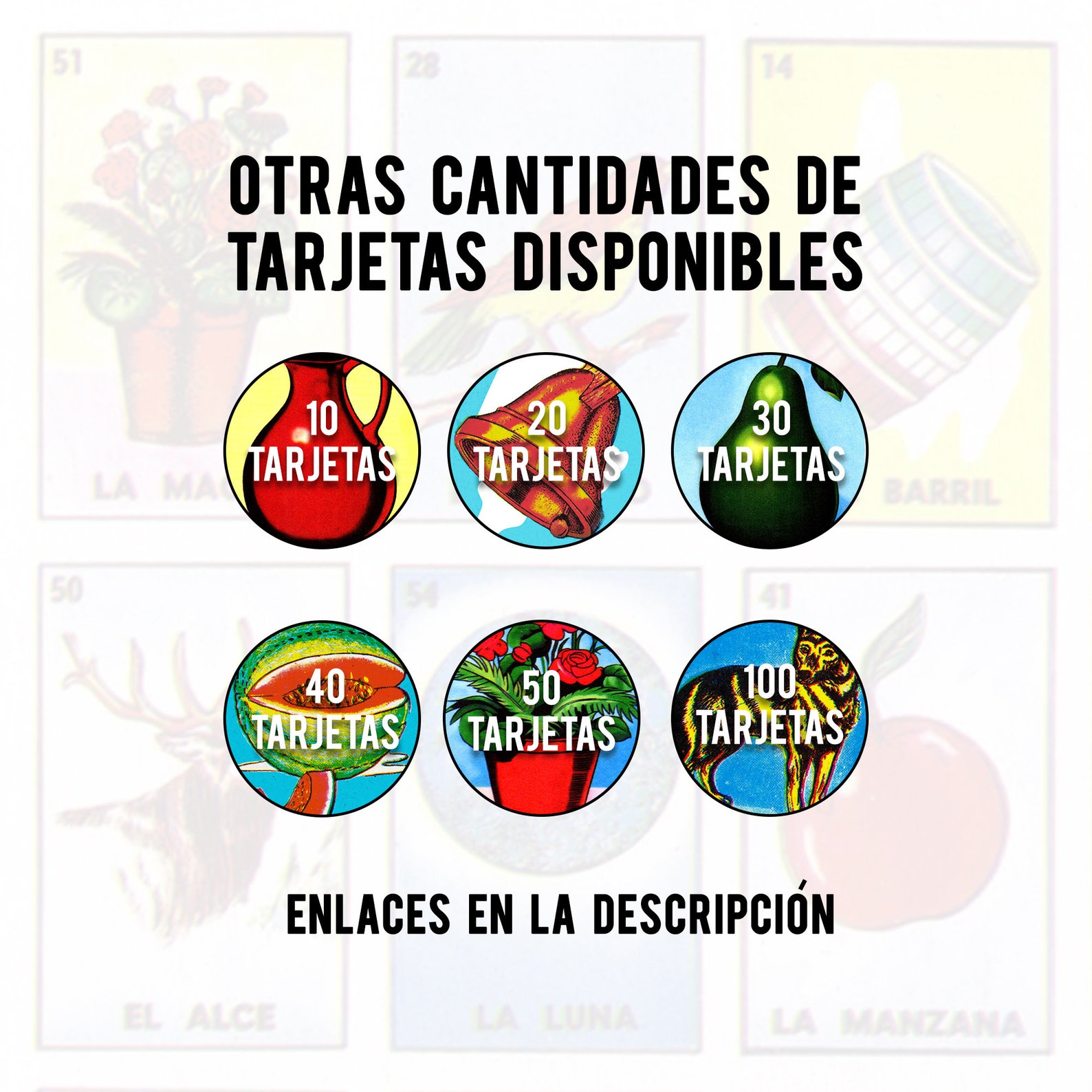 50 Mexican Loteria Game Cards 2 Different Versions 100 | Etsy