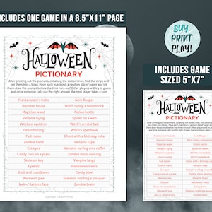 Halloween Party Pictionary Printable Game for Kids & Adults 30 Spooky ...