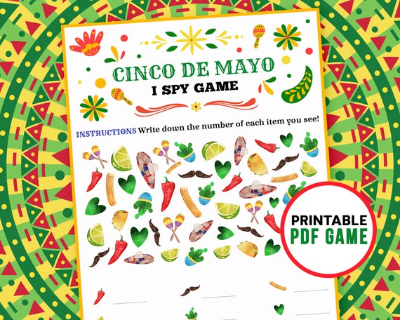 Cinco De Mayo I Spy Printable Games for Kids Mexican - Etsy