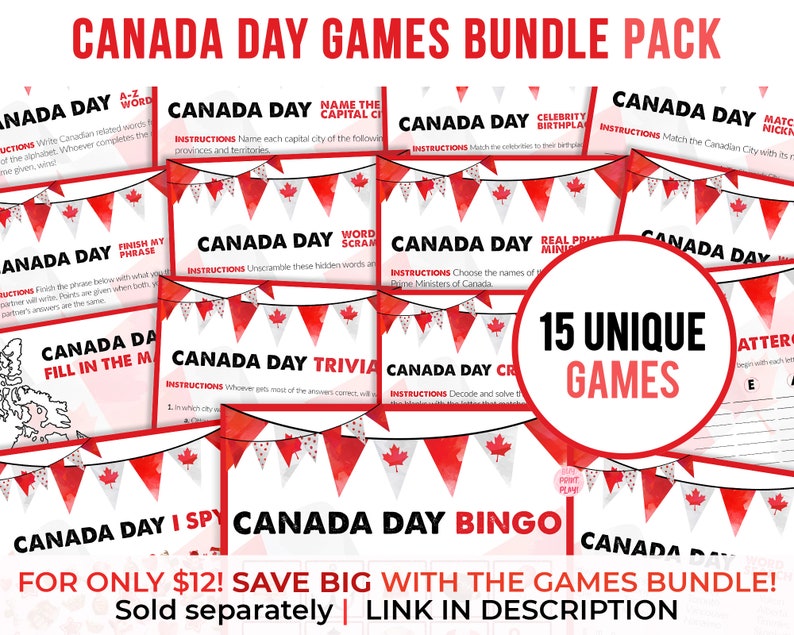 Canada Day Word Search First of July Printable Games | Etsy