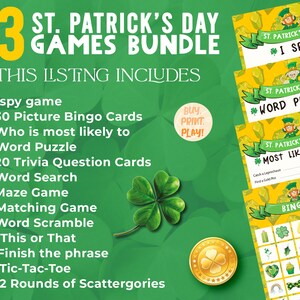 St Patricks Day Games Bundle for Kids Fun St Paddys - Etsy