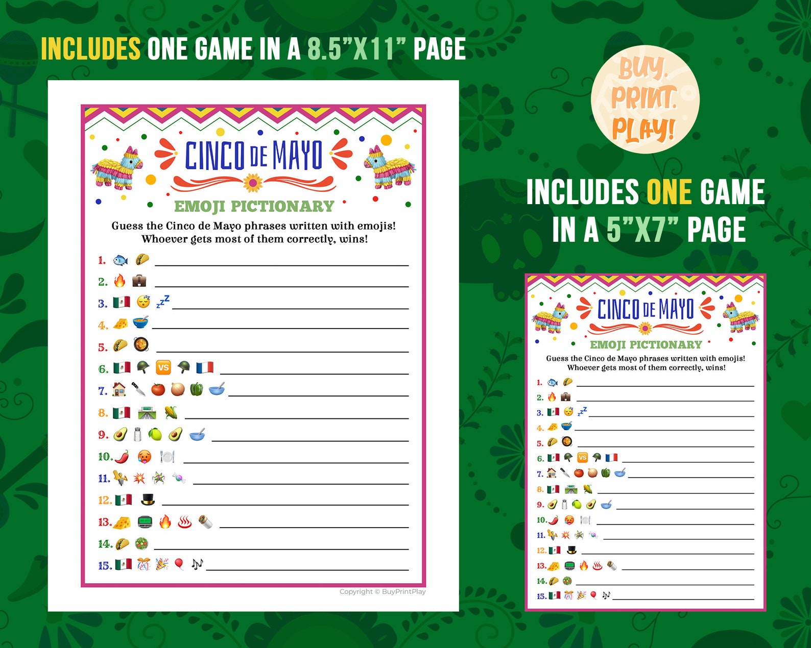 Cinco De Mayo Emoji Pictionary Game Mexican Fiesta Party - Etsy