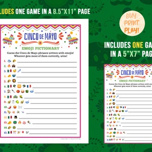 Cinco De Mayo Emoji Pictionary Game | Mexican Fiesta Party Games ...