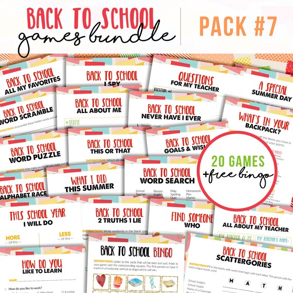 Back to school printable games School activity bundle | Etsy