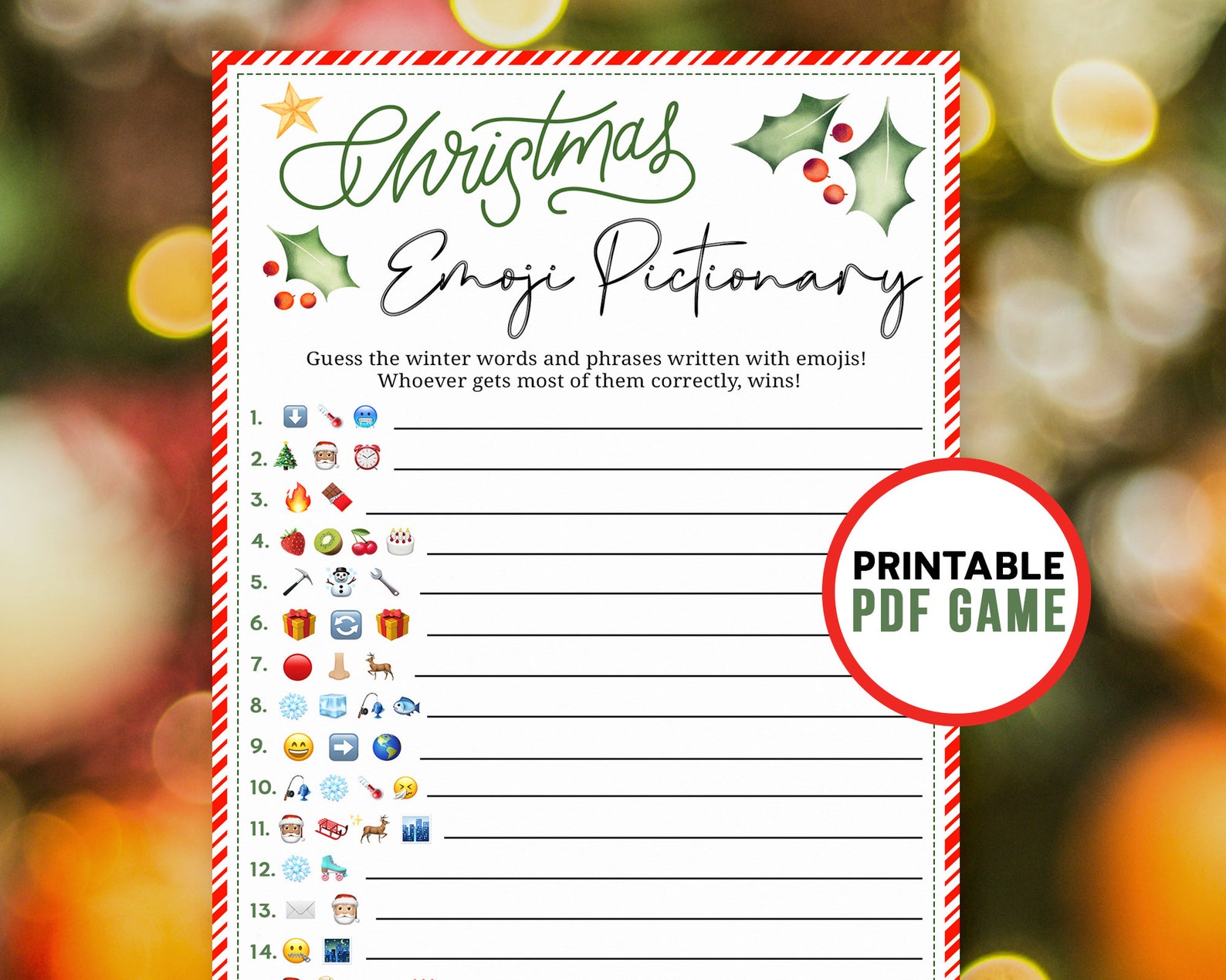 Christmas Emoji Pictionary Games Bundle Emoji Quiz Game for | Etsy