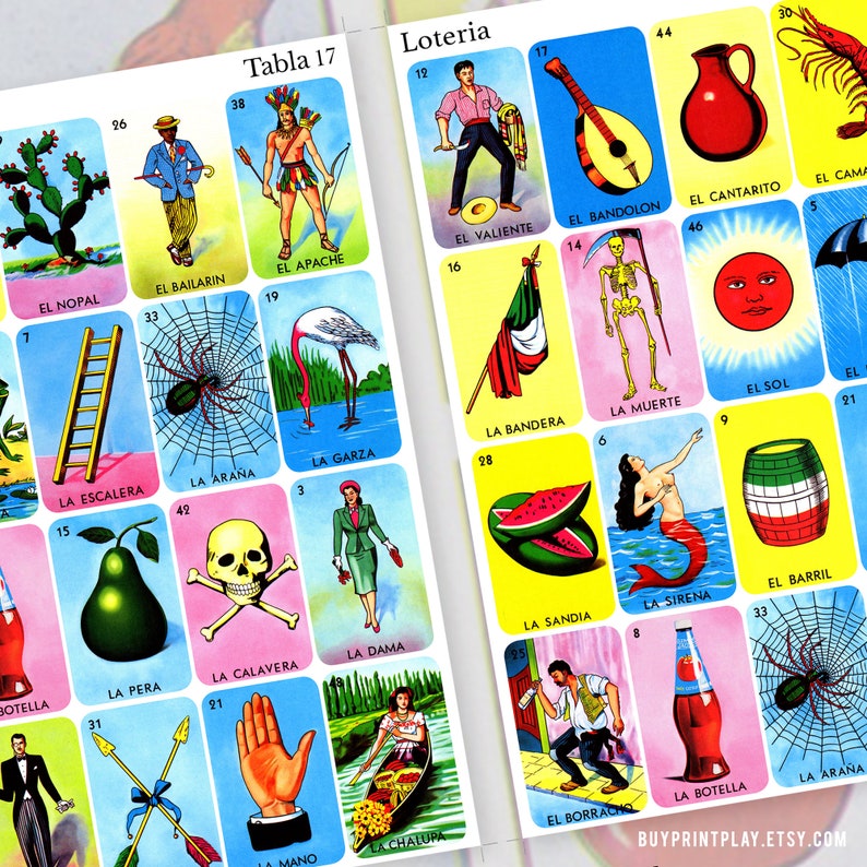 20 Mexican Loteria Cards Two Different Versions 40 Total - Etsy