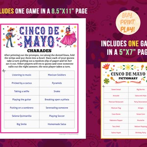 Cinco De Mayo Games Charades & Pictionary | Mexican Fiesta Games for ...