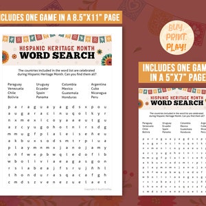 Hispanic Heritage Word Search Game | Latino Heritage Month | Education ...