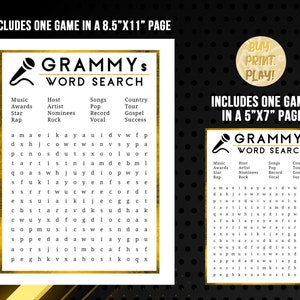 2024 Grammy Awards Word Search Game 66th Annual Music Academy Awards ...