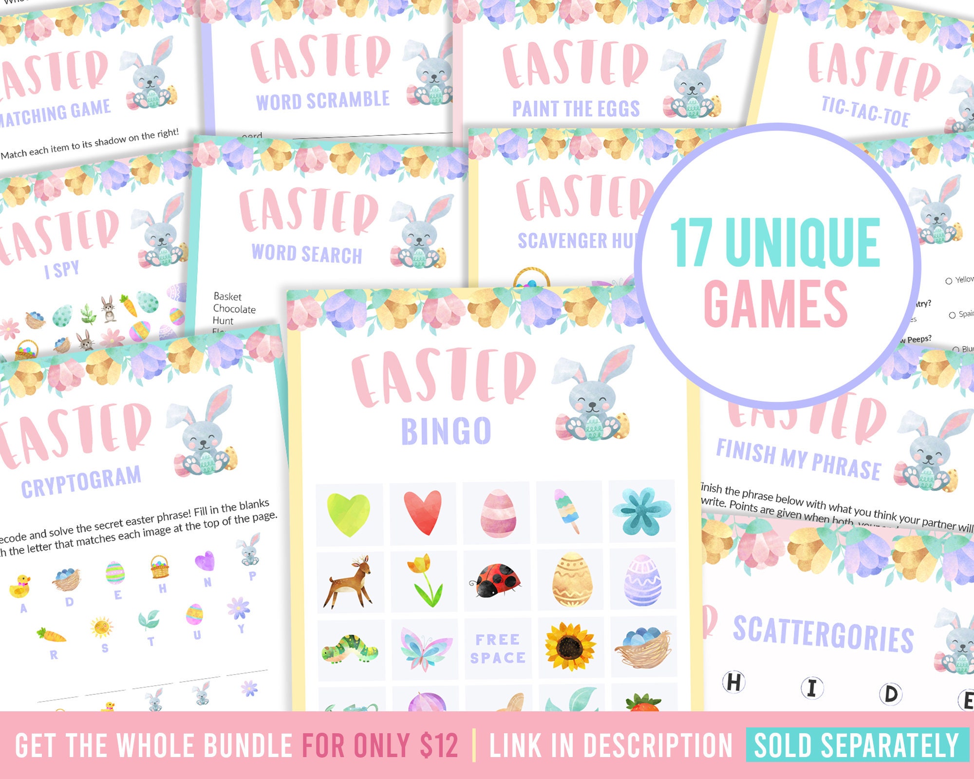 Easter Games Word Search Cute Printables for Kids Easter | Etsy