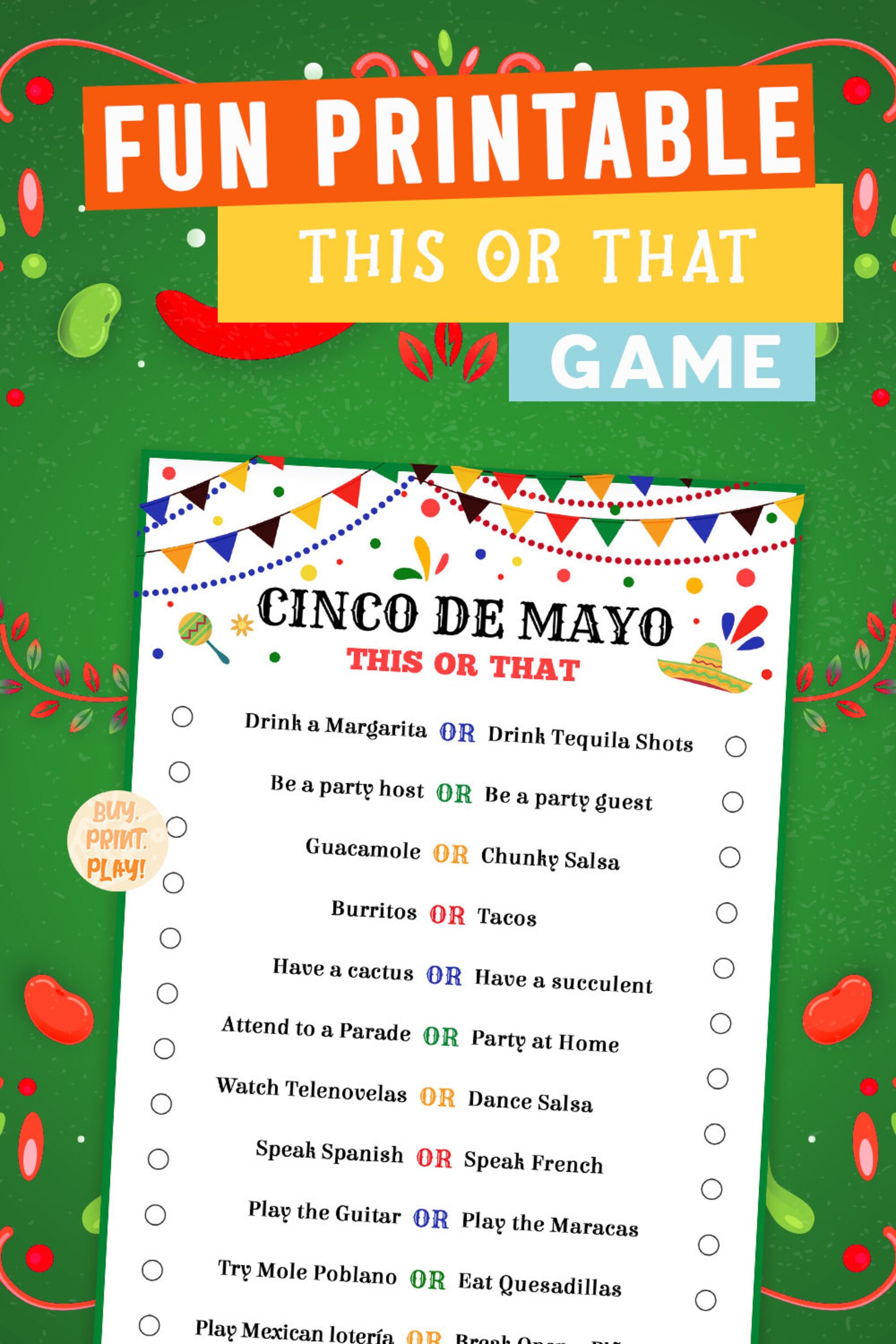 Cinco De Mayo Games This or That Would You Rather Office - Etsy