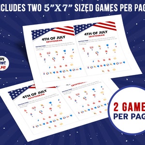 4th of July Cryptogram Game Fourth of July Games for Kids Independence ...