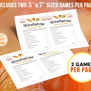 Friendsgiving the Price is Right Thanksgiving Friends Party Printable ...