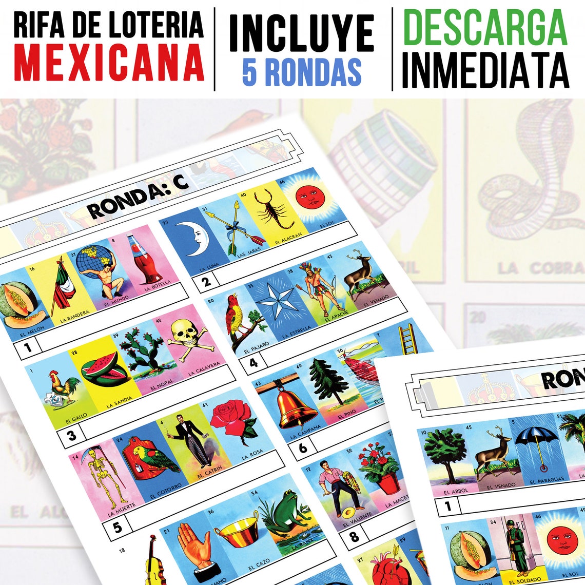 Loteria Raffle Sheets Includes 10 Quartets per Round - Etsy