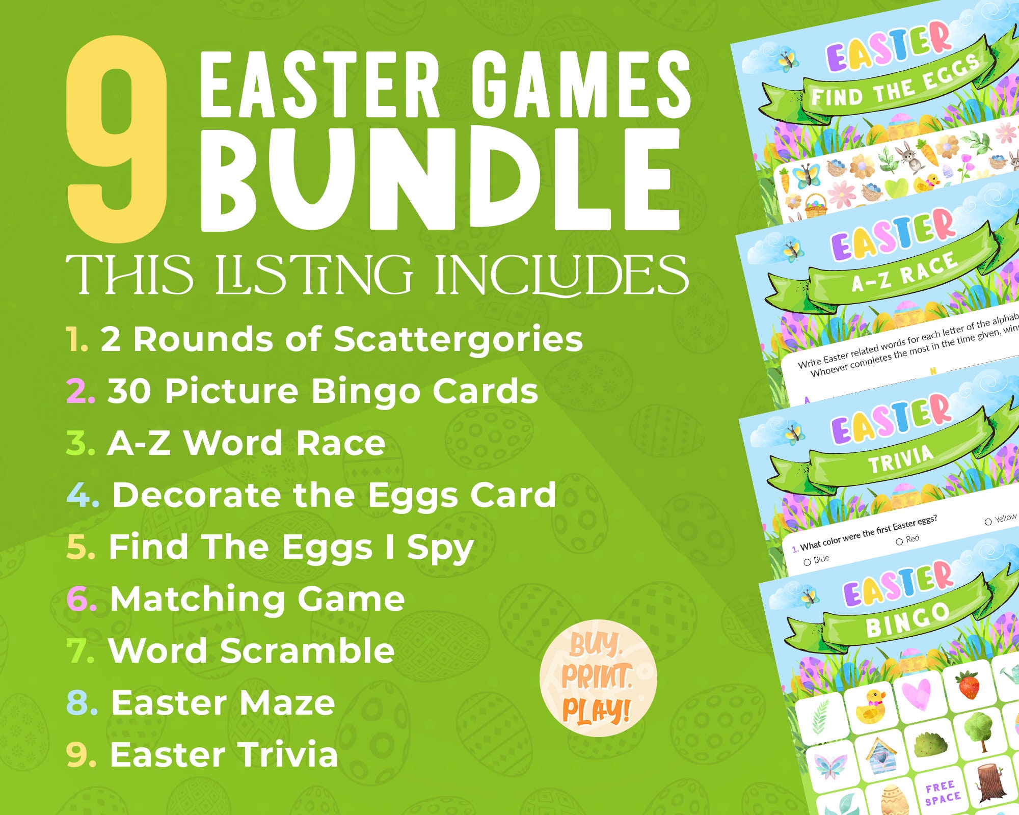 9 Easter Games Bundle for Kids Easter Fun Kids Activities | Etsy