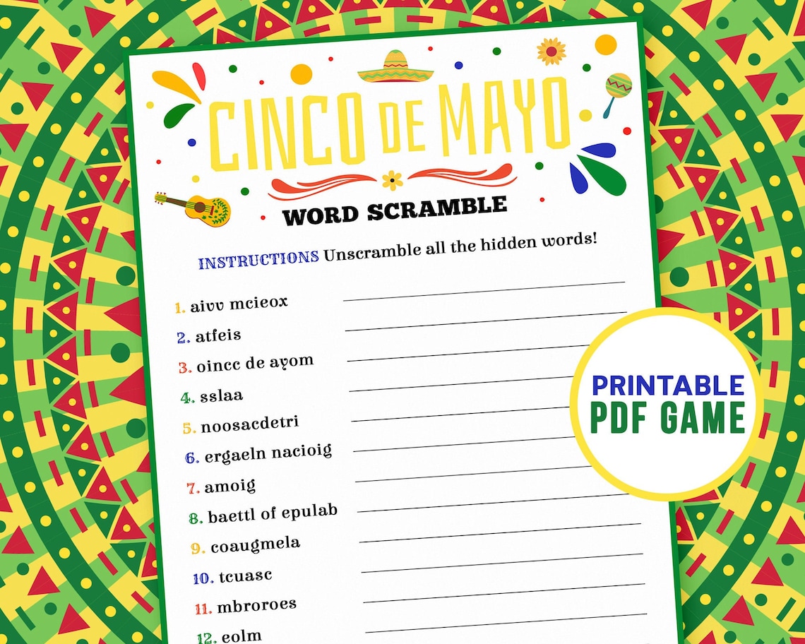 Cinco De Mayo Games Word Scramble Office Party School - Etsy