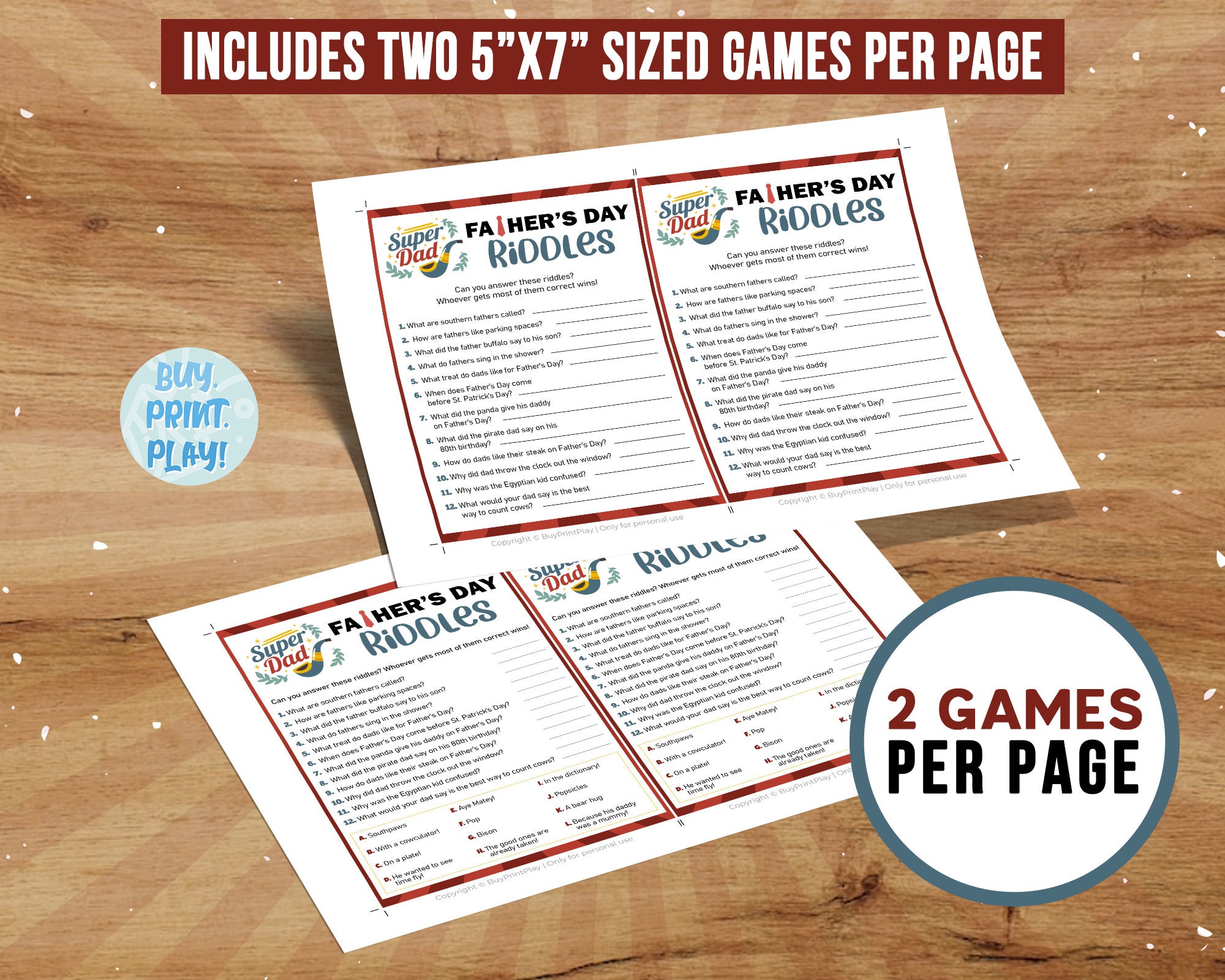 Fathers Day Riddles Game Dad Jokes Printable Activity for | Etsy