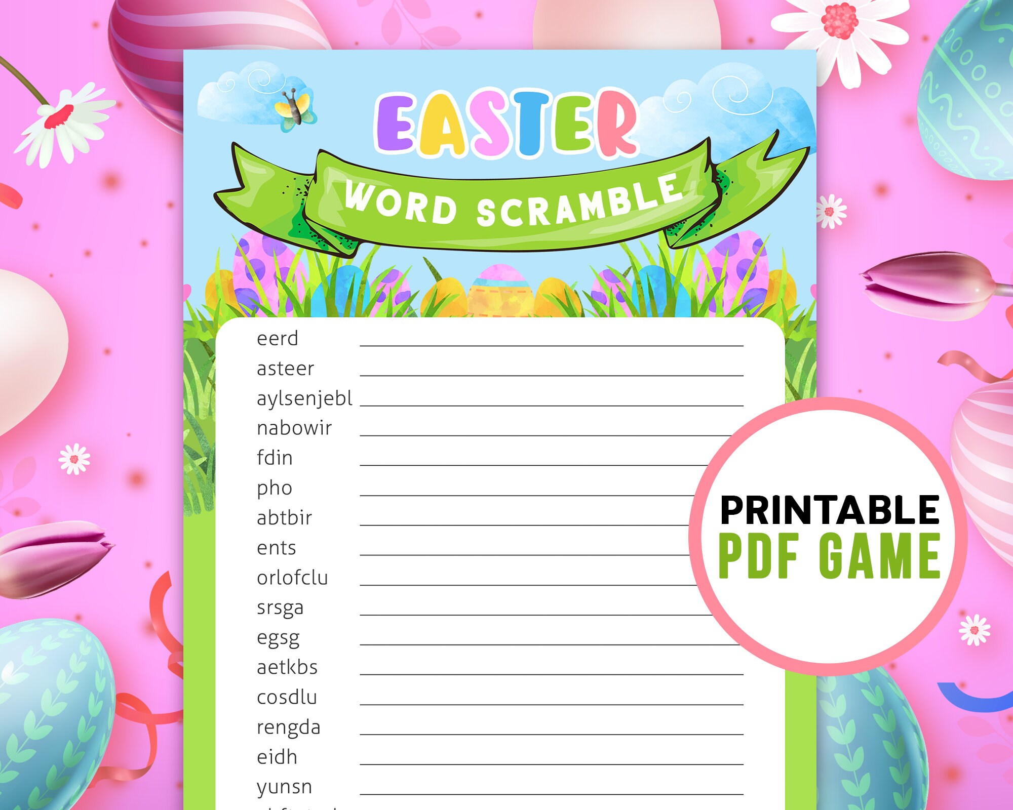 Fun Easter Word Scramble Kids Printable Games Easter | Etsy