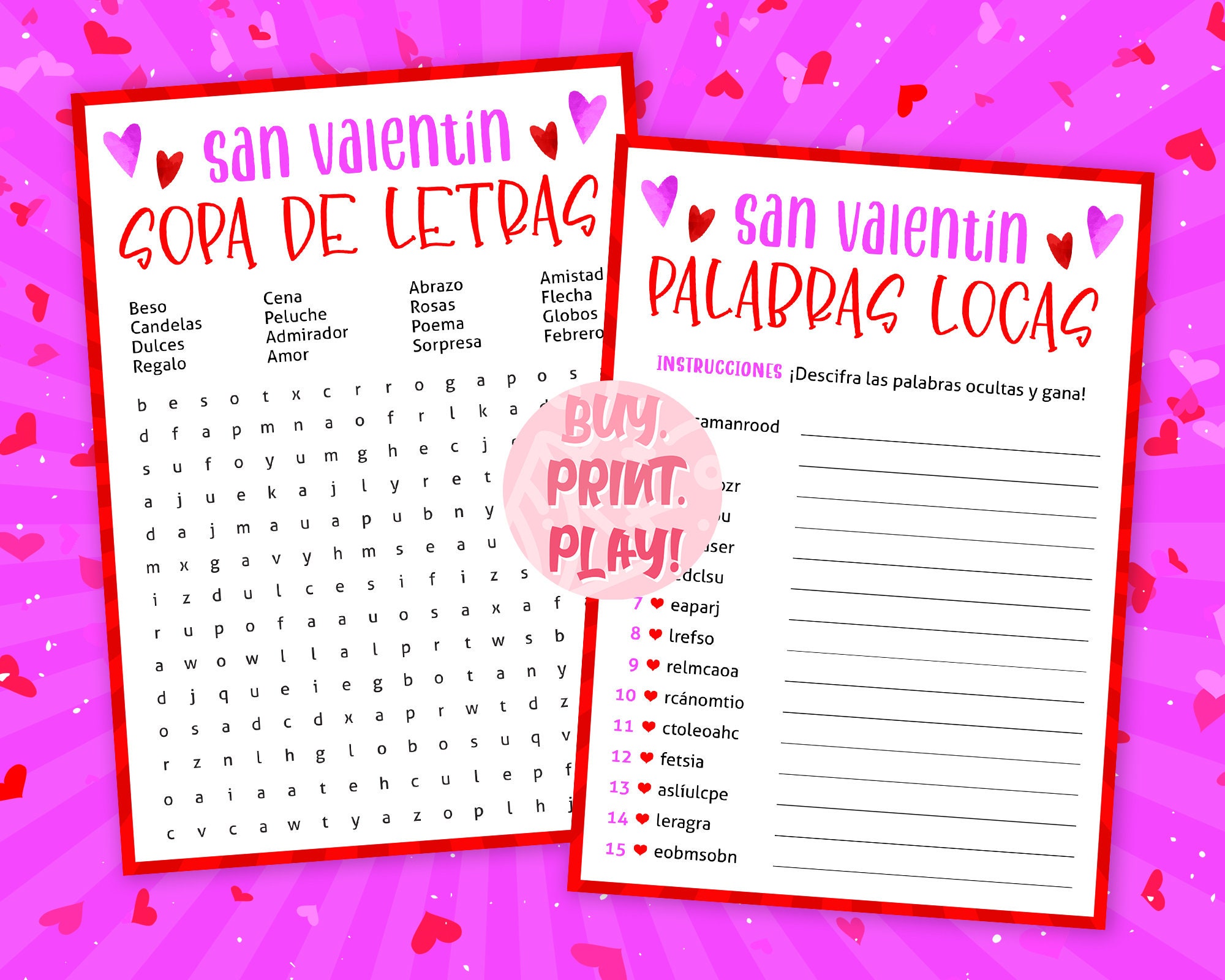 15 Juegos De San Valentin Para Adultos Spanish Valentines - Etsy
