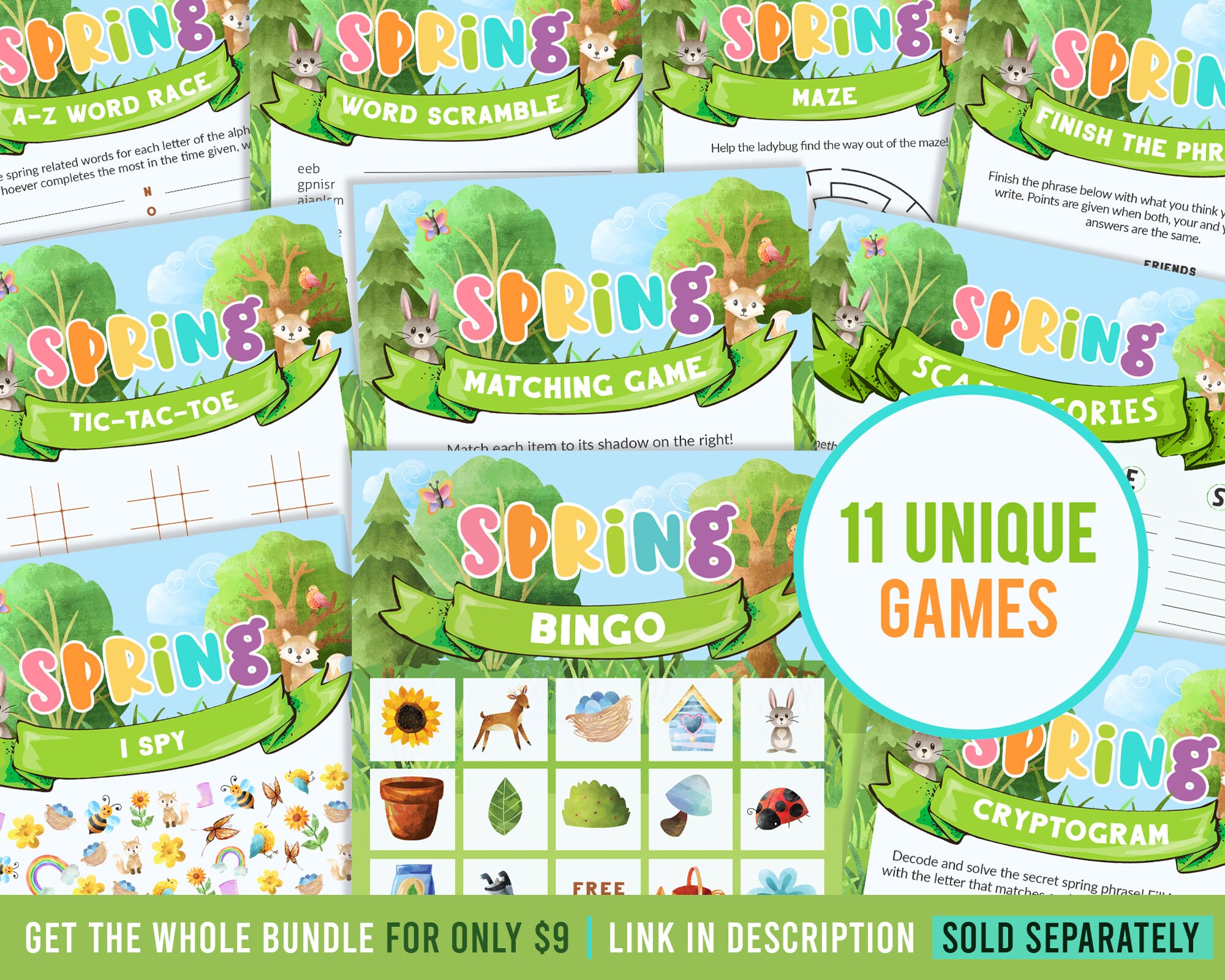 Fun Spring Kids Bingo Game Springtime Printable Picture - Etsy