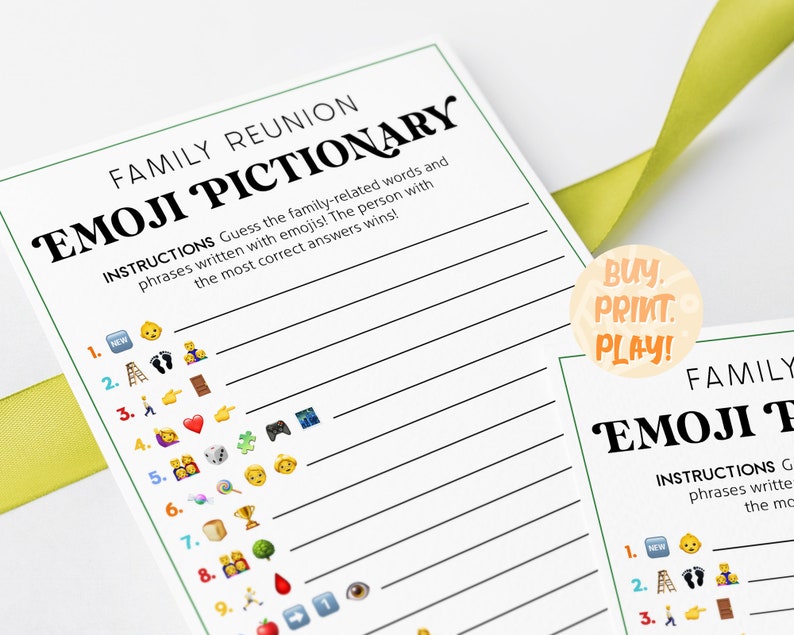 Family Emoji Pictionary Game Family Gathering Party Games - Etsy España