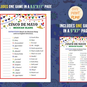 Cinco De Mayo Games - Mexican Slang Trivia | Printable Game | Adult ...