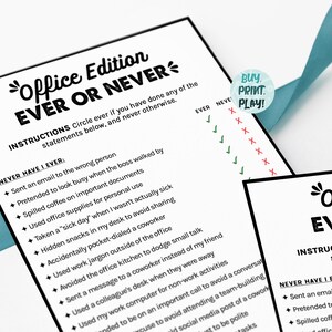Ever or Never | Printable Office Party Games | Ice Breaker for Team ...