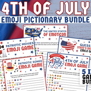 4th of July Emoji Pictionary Games Bundle | Emoji Quiz for US ...