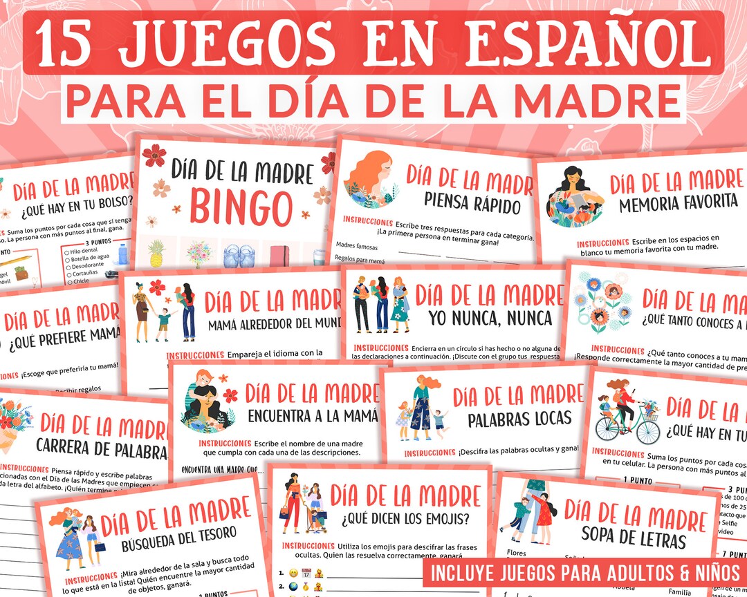 15 Juegos Del Dia De La Madre | Spanish Mother's Day Games Bundle for ...