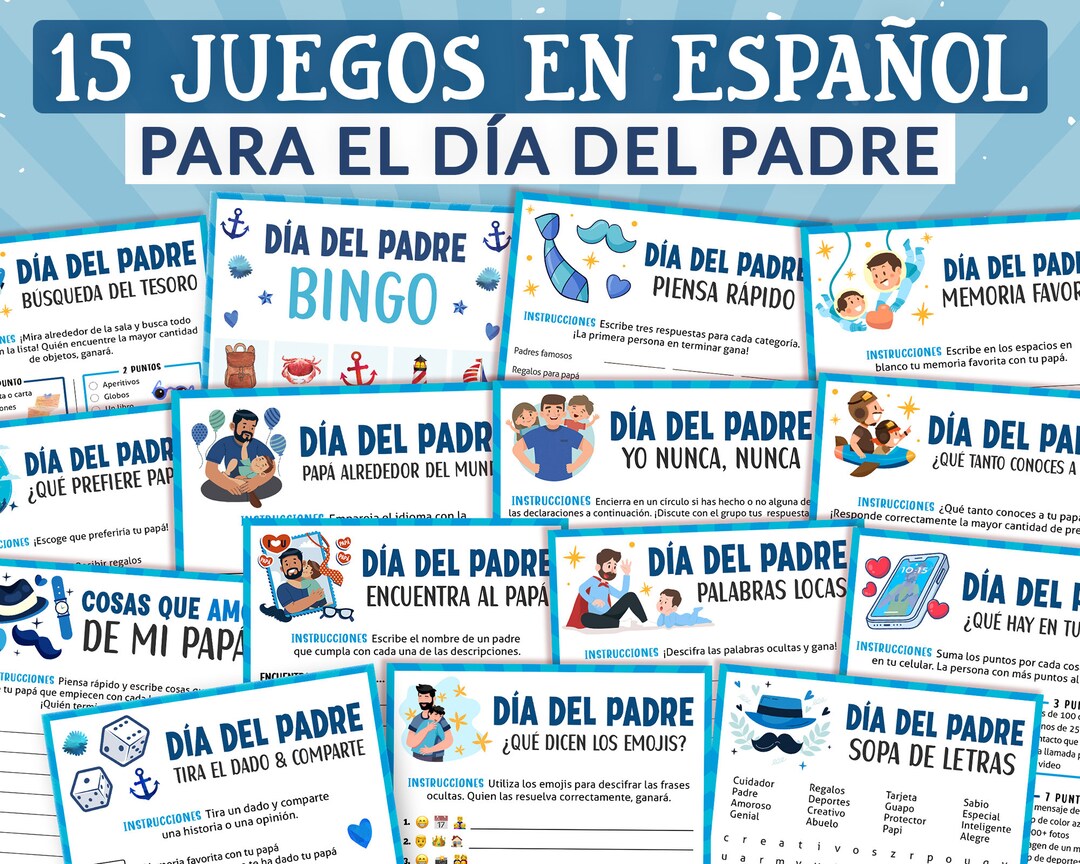 15 Juegos Del Dia Del Padre | Spanish Fathers Day Games Bundle for ...