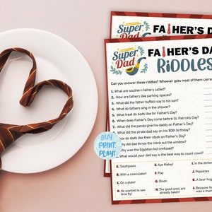 Fathers Day Riddles Game Dad Jokes Printable Activity for | Etsy