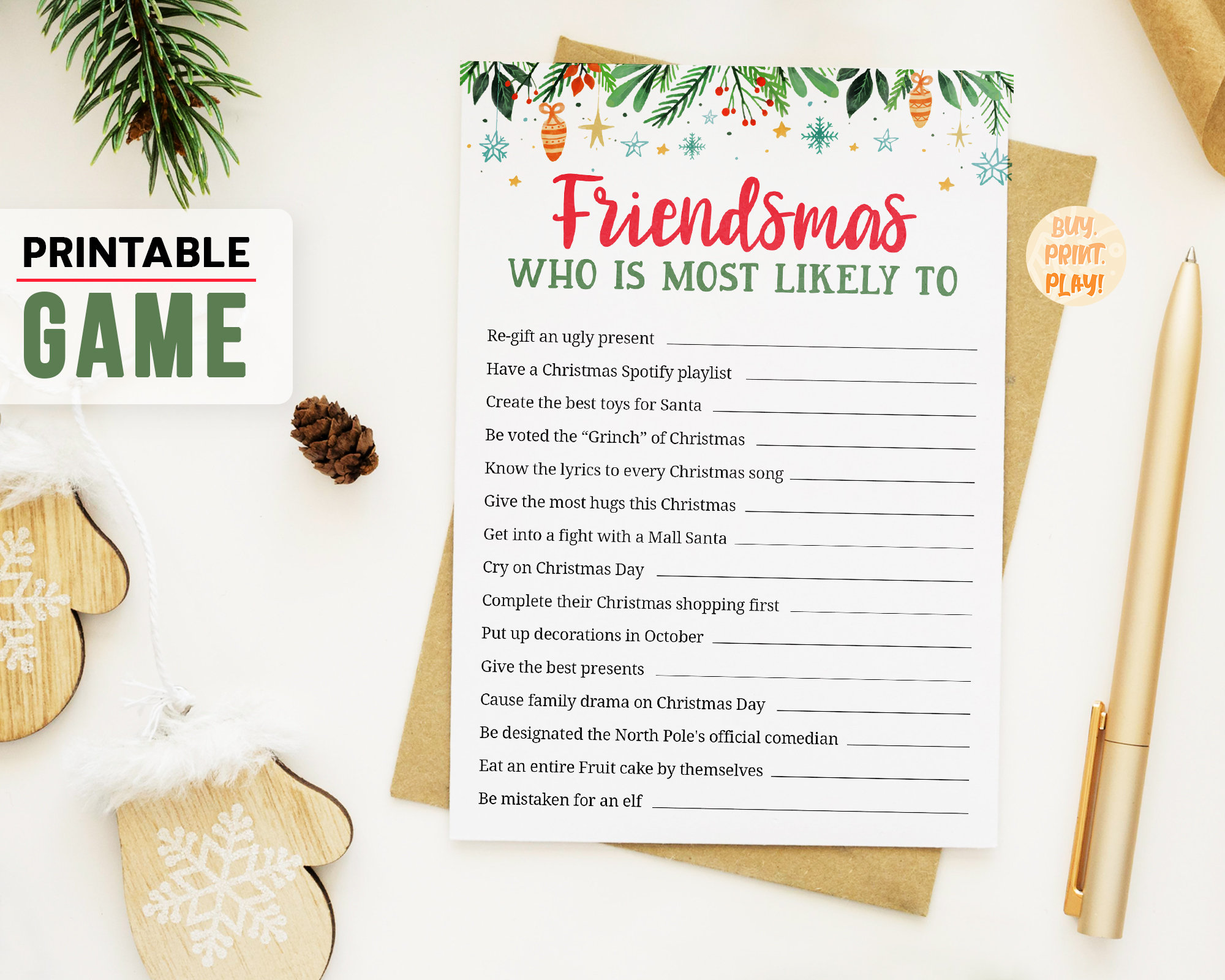 Friendsmas Who is Most Likely to Christmas Games for Adults - Etsy
